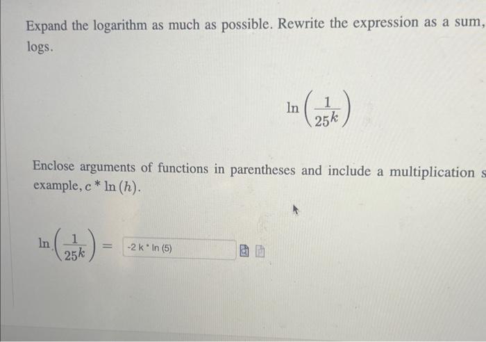 Solved Expand the logarithm as much as possible. Rewrite the | Chegg.com