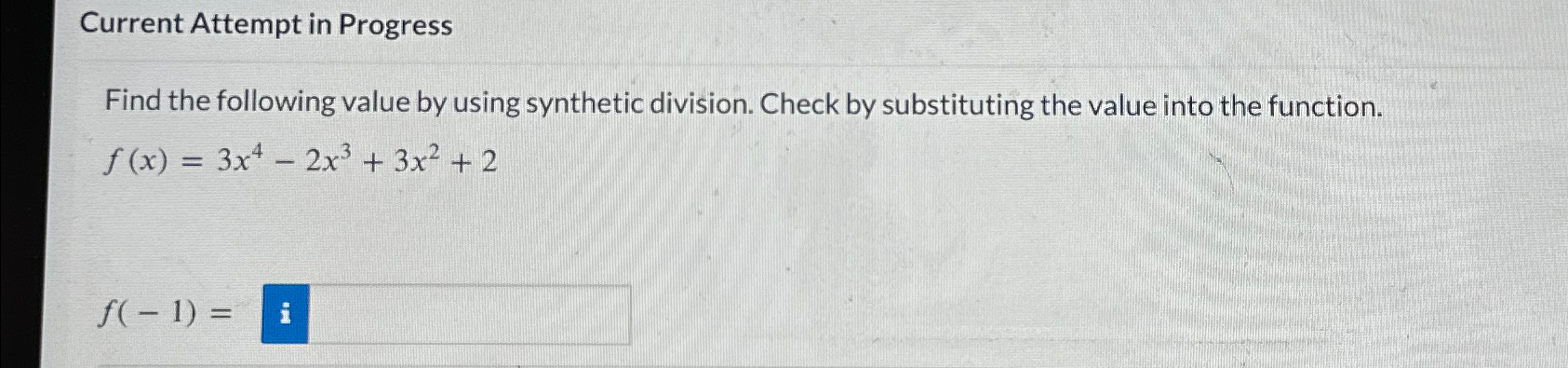 Solved Current Attempt in ProgressFind the following value | Chegg.com