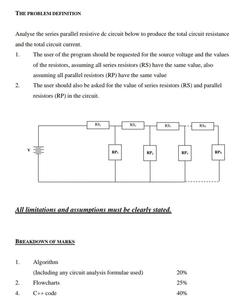 Solved THE PROBLEM DEFINITION Analyse the series parallel | Chegg.com