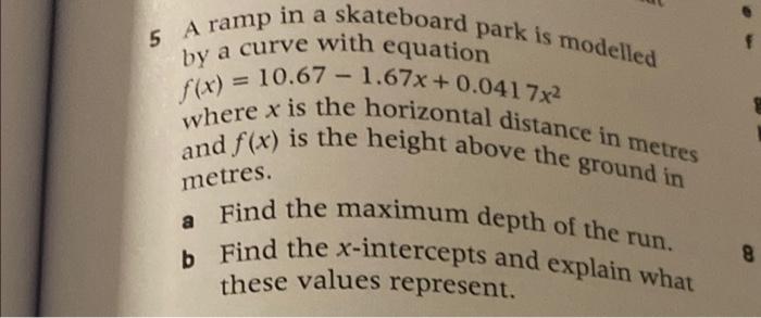 Solved by a curve with equation 5 A ramp in a skateboard | Chegg.com