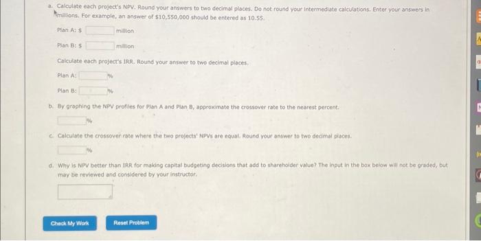 Solved Excel Online Structured Activity: NPV profiles A | Chegg.com