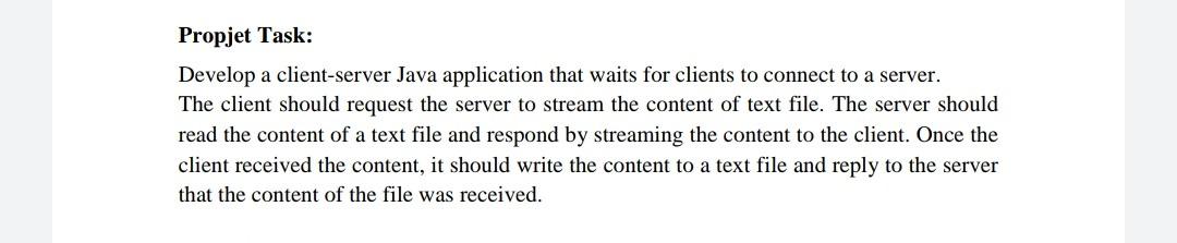 Solved Propjet Task: Develop a client-server Java | Chegg.com