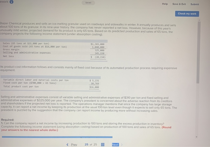 Solved ework Saved Help Save & Exit Submit Check my work | Chegg.com
