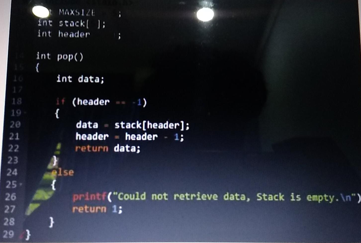 MAXSIZE int stack(); int header int pop() { int data; | Chegg.com