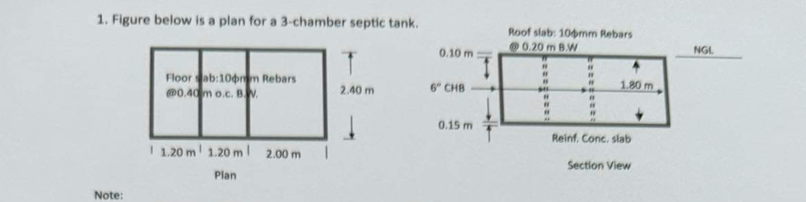Figure below is a plan for a 3-chamber septic | Chegg.com