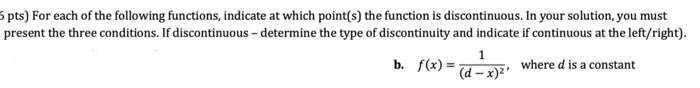 Solved For each of the following functions, indicate at | Chegg.com
