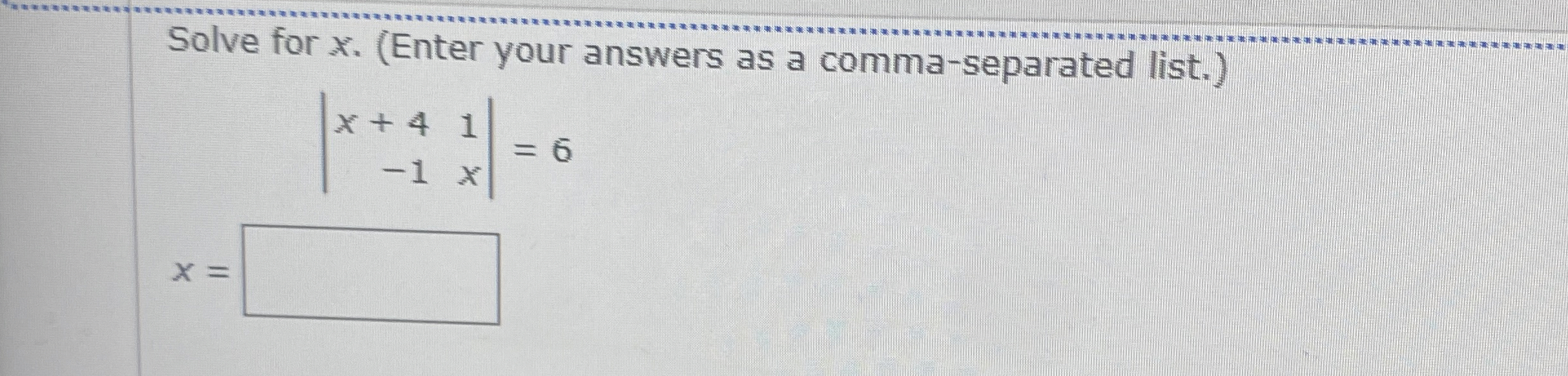Solved Solve for x. (Enter your answers as a comma-separated | Chegg.com