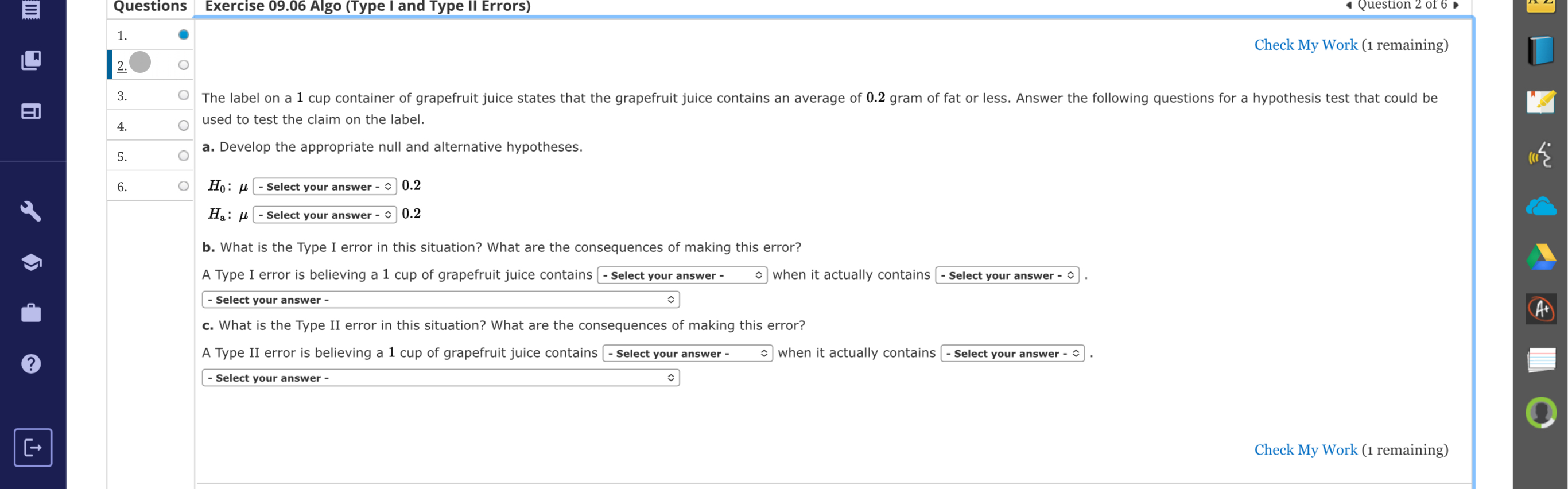 Solved Exercise 09.06 ﻿Algo (Type I and Type II | Chegg.com