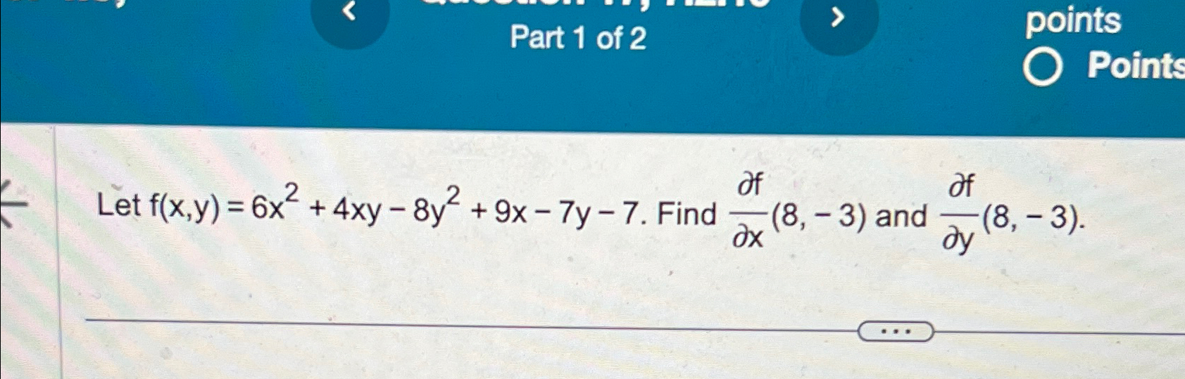 Solved Part 1 ﻿of 2pointsPointsLet | Chegg.com