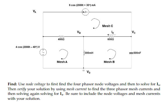 Solved Find: Use node voltage to first find the four phasor | Chegg.com