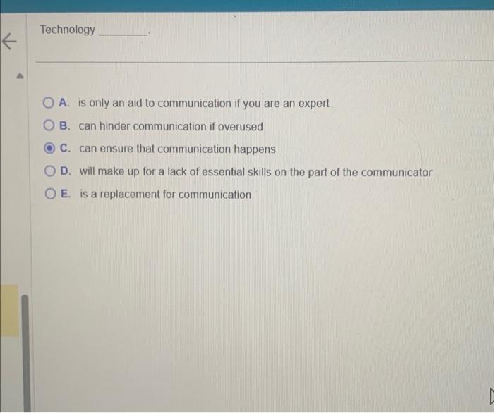 A. is only an aid to communication if you are an | Chegg.com A. is only an aid to communication if you are an | Chegg.com