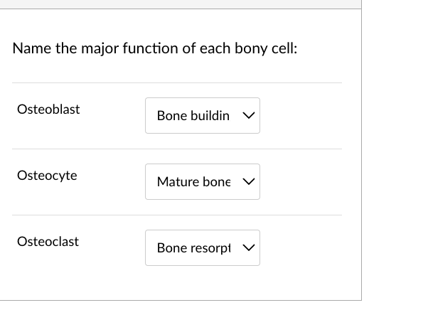 Solved Name the major function of each bony | Chegg.com