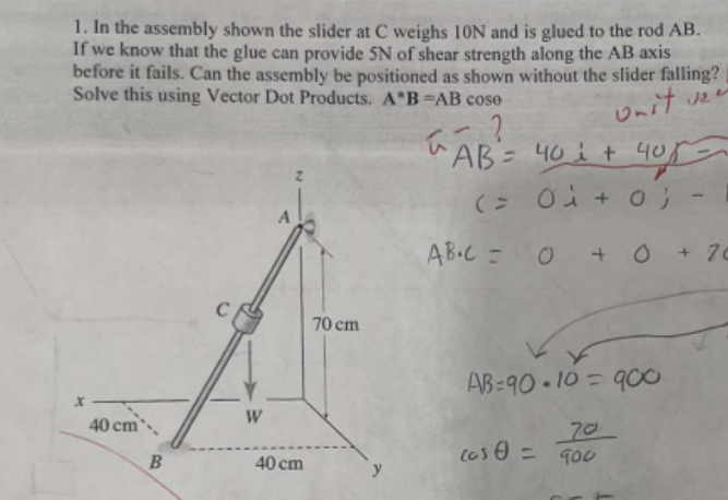 Solved In the assembly shown the slider at C ﻿weighs 10 ﻿N | Chegg.com