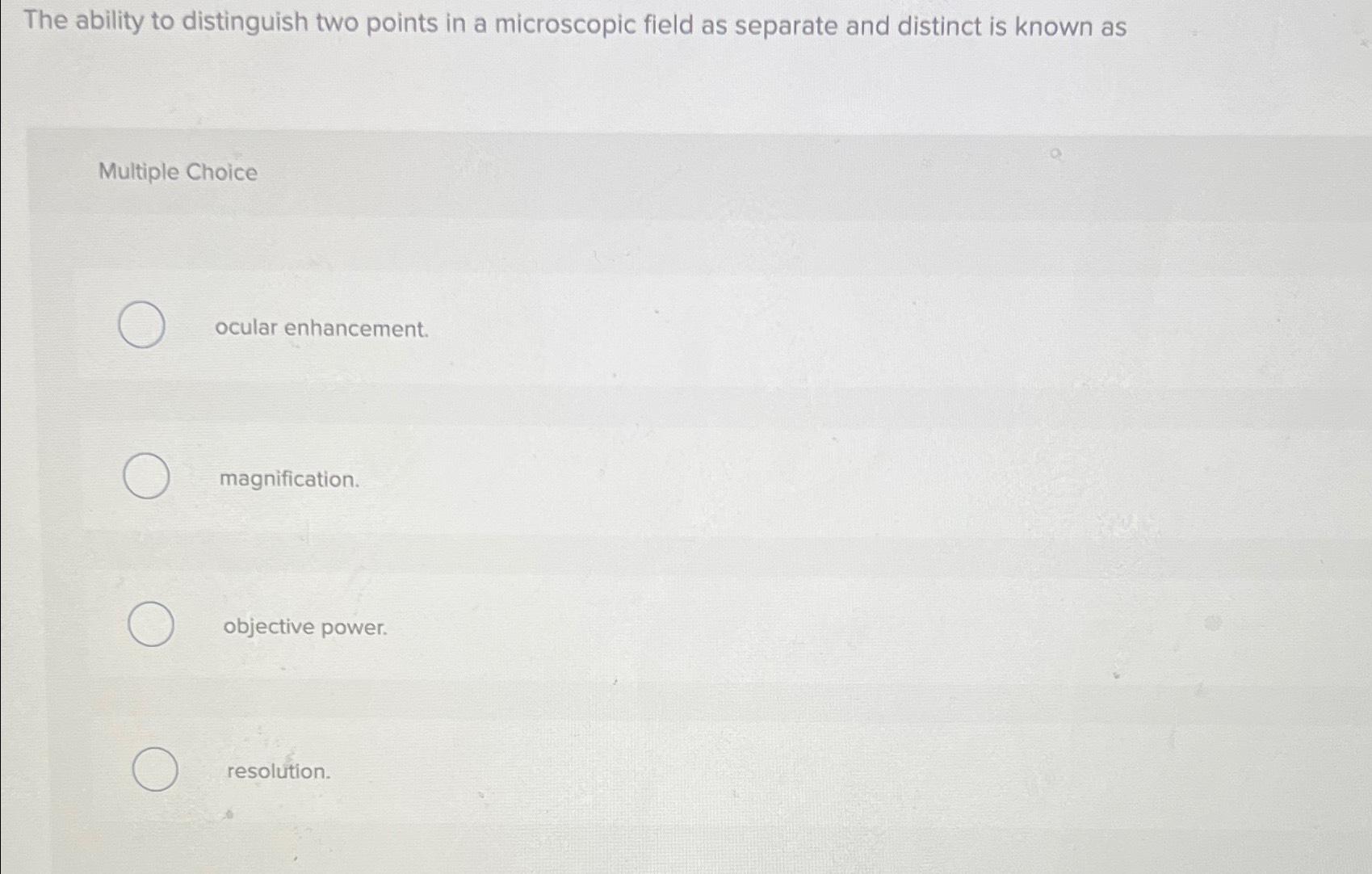 Solved The ability to distinguish two points in a | Chegg.com