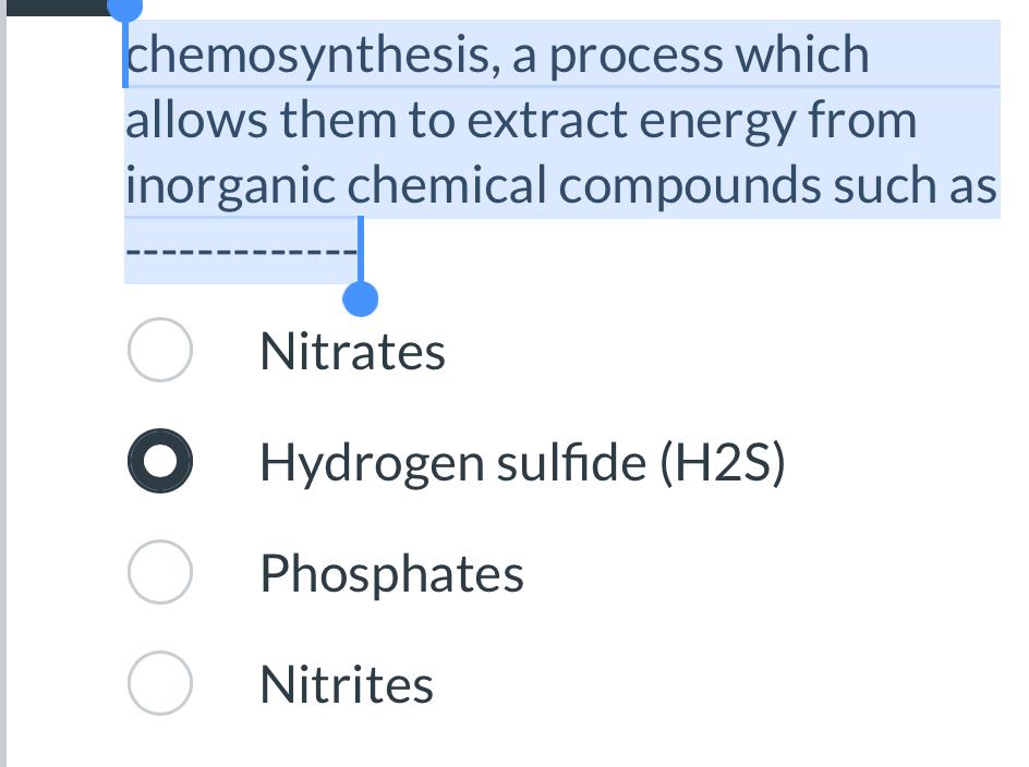 Solved chemosynthesis, a process which allows them to | Chegg.com