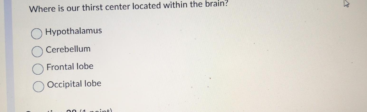 Solved Where is our thirst center located within the | Chegg.com