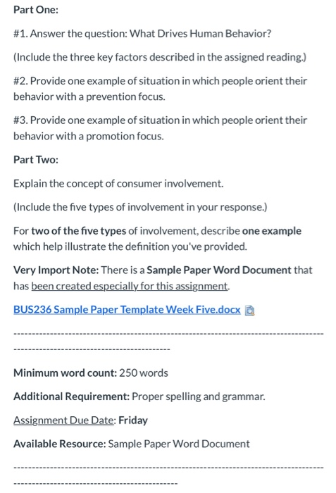Part One: #1. Answer the question: What Drives Human | Chegg.com