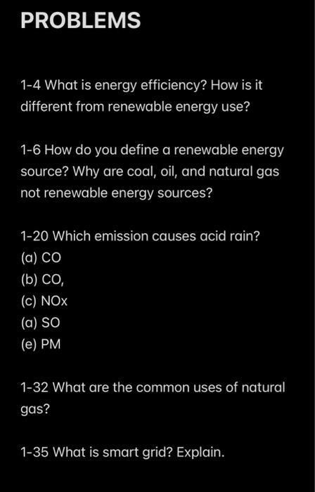 Solved PROBLEMS 1-4 What is energy efficiency? How is it | Chegg.com