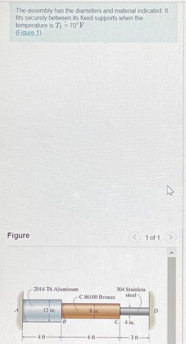 Solved The assembly has the diameters and material indicated | Chegg.com