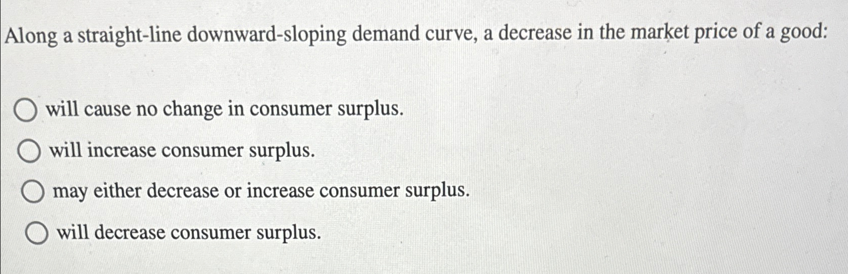 Solved Along a straight-line downward-sloping demand curve, | Chegg.com