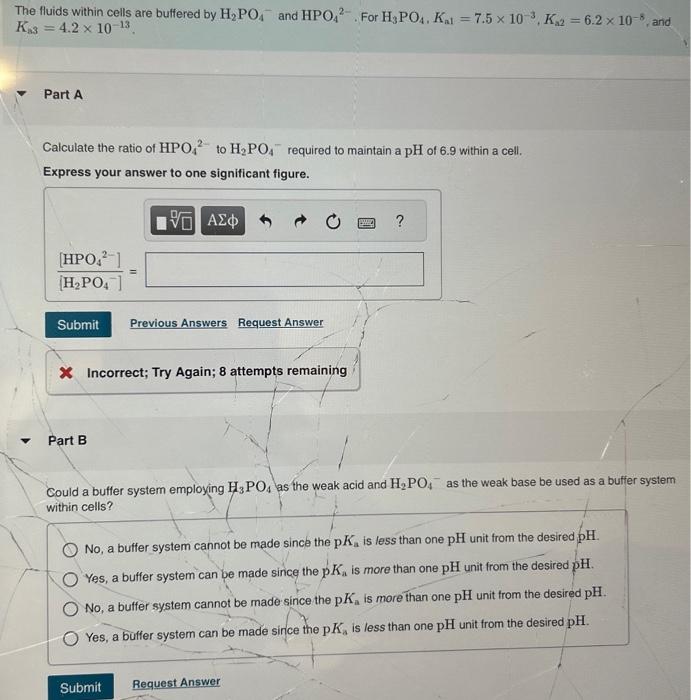 Solved The fluids within cells are buffered by H2PO4−and | Chegg.com