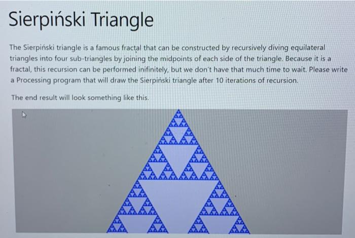 Solved Sierpiński Triangle The Sierpinski triangle is a | Chegg.com