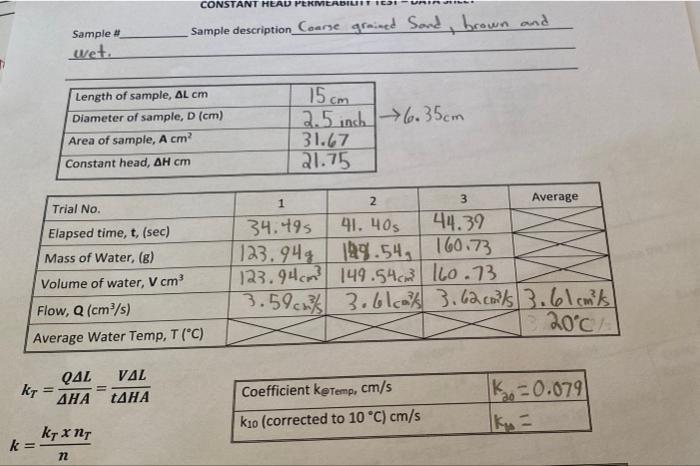 Solved how do I calculate K10 corrected to 10degrees C in | Chegg.com
