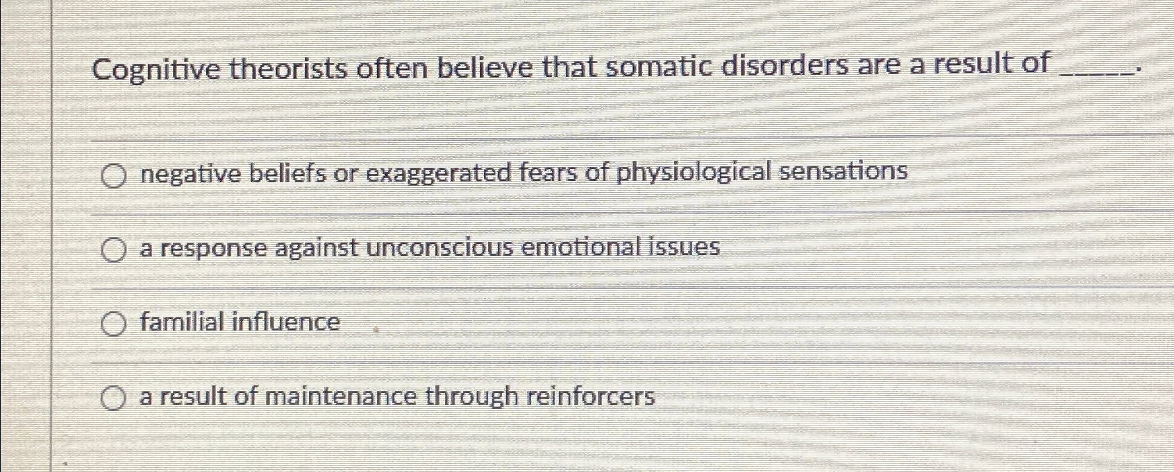Solved Cognitive theorists often believe that somatic | Chegg.com