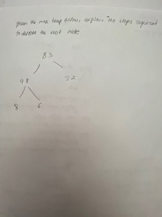 Solved given the max heap below, explain the steps required | Chegg.com Solved given the max heap below, explain the steps required | Chegg.com