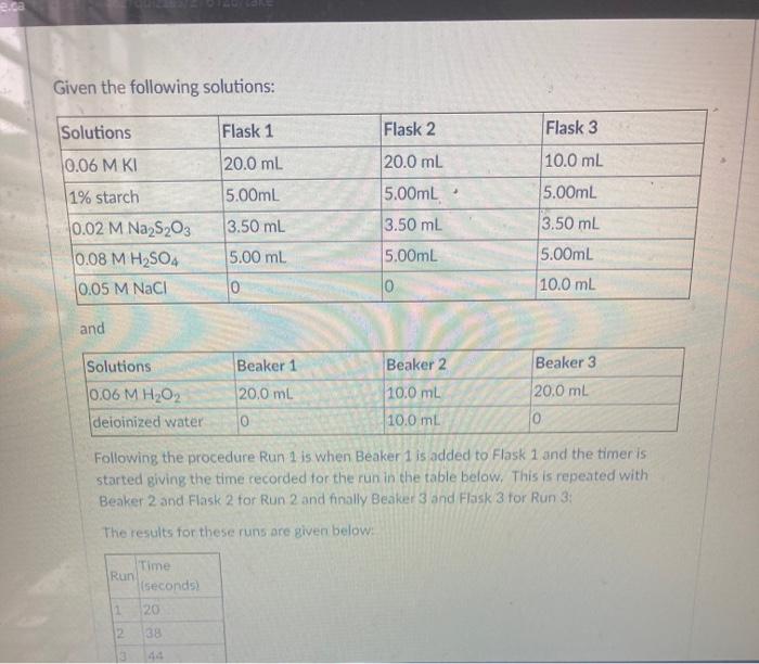 Given the following solutions: Flask 1 Flask 2 Flask | Chegg.com