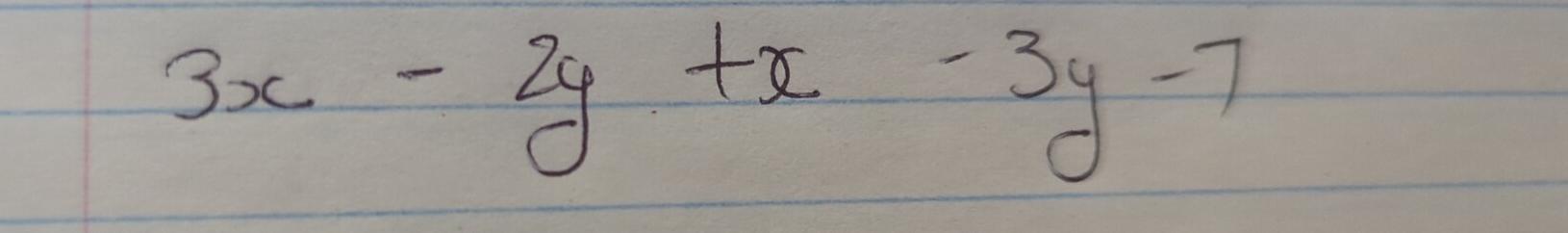 Solved 3x-2y+x-3y-7 | Chegg.com