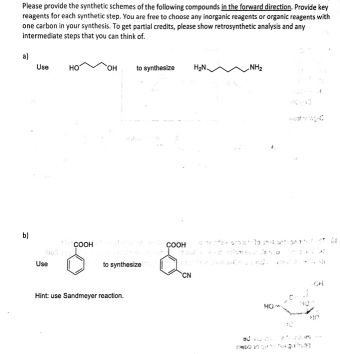 Solved Please provide the synthetic schemes of the following | Chegg.com