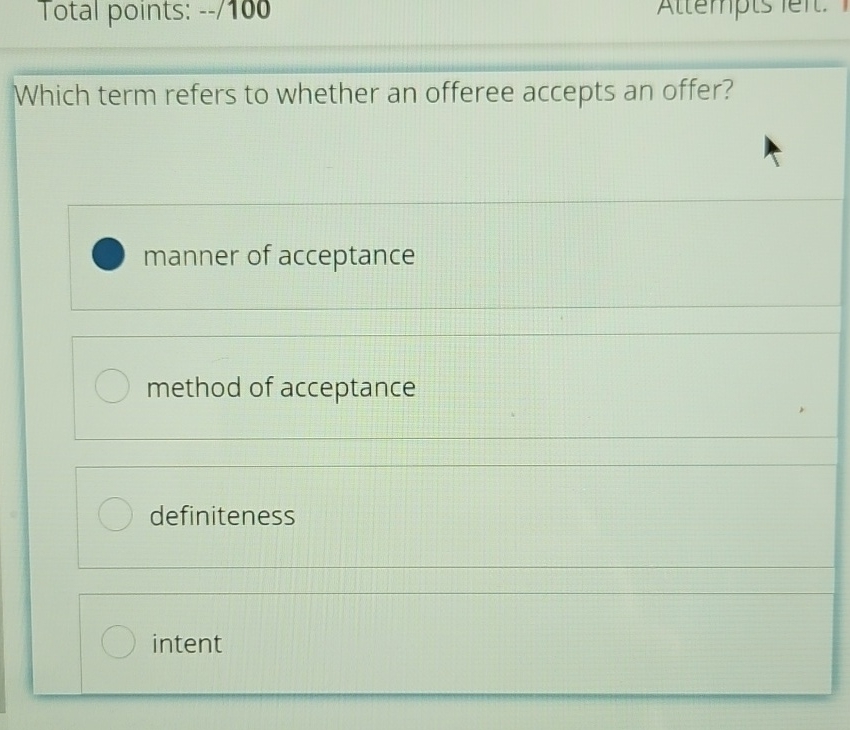 Solved Total points: --/100Which term refers to whether an | Chegg.com Solved Total points: --/100Which term refers to whether an | Chegg.com