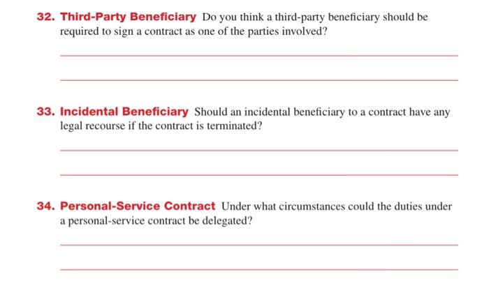 Solved 32. Third-Party Beneficiary Do you think a | Chegg.com