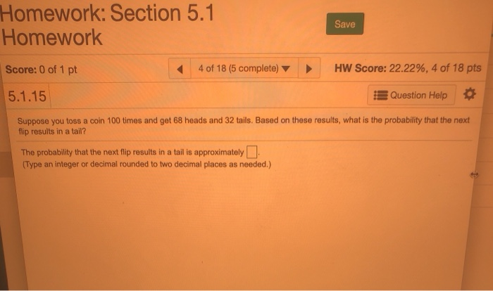 Solved Homework Section 5 1 Homework Save Score 0 Of 1 Pt