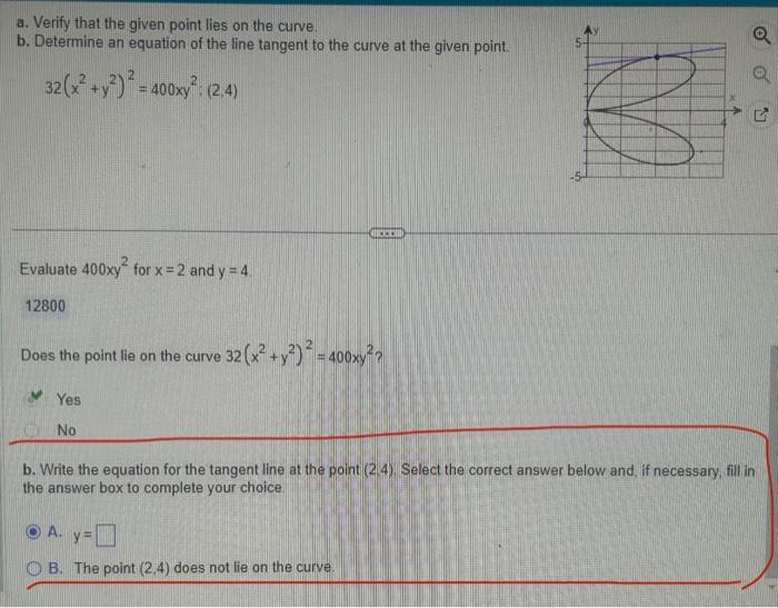 Solved a. Verify that the given point lies on the curve. b. | Chegg.com