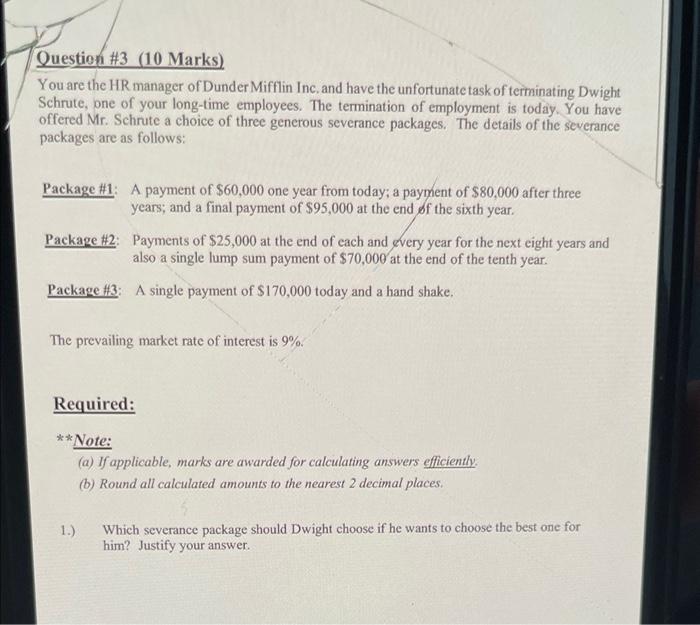 Solved Question \#3 (10 Marks) You are the HR manager of | Chegg.com