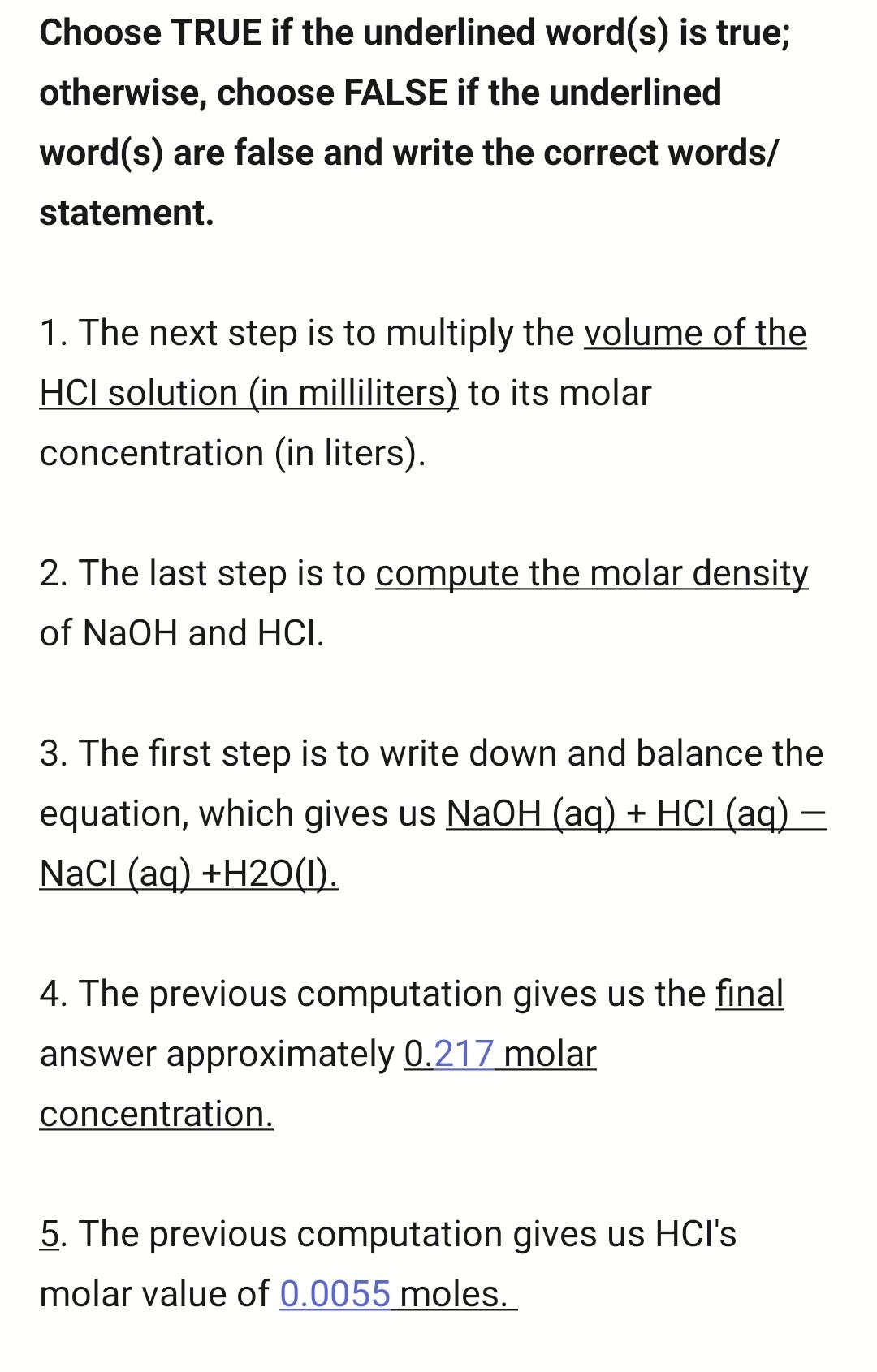 Solved Instructions MODIFIED TRUE OR FALSE (5 items x 3 | Chegg.com