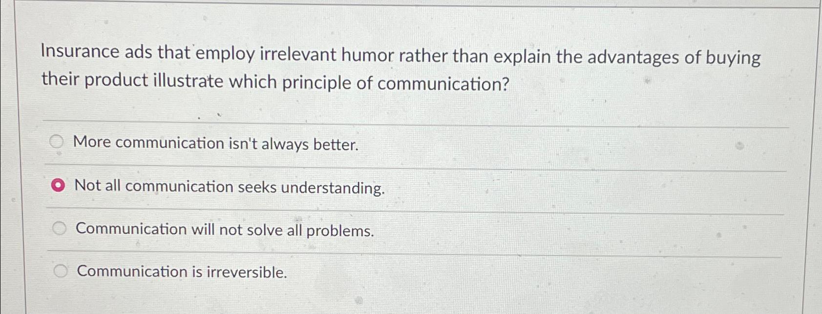 Solved Insurance ads that employ irrelevant humor rather | Chegg.com