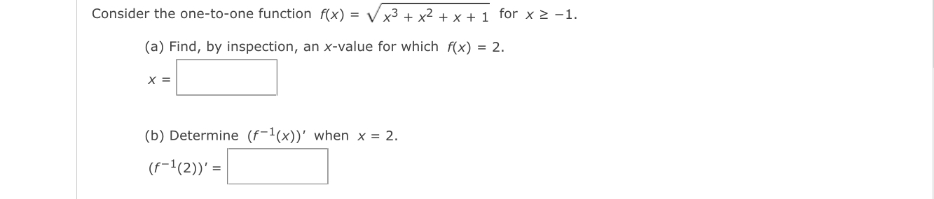 Solved Consider the one-to-one function | Chegg.com