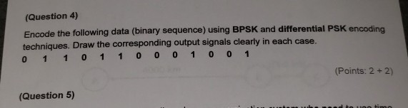 Solved (Question 4) Encode the following data (binary | Chegg.com