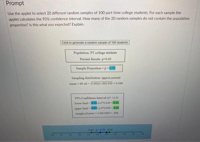 Solved Prompt Use the applet to select 20 different random | Chegg.com