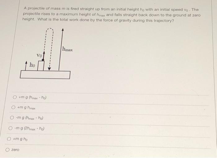 Solved A projectile of mass m is fired straight up from an | Chegg.com