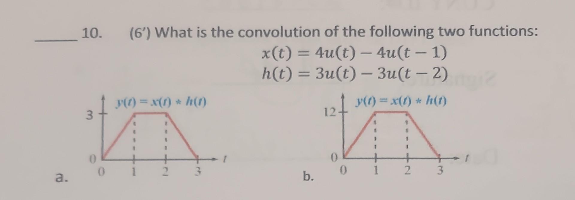 Solved 10. (6') What is the convolution of the following two | Chegg.com