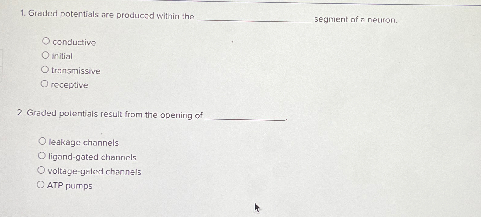 Solved Graded potentials are produced within the segment of | Chegg.com