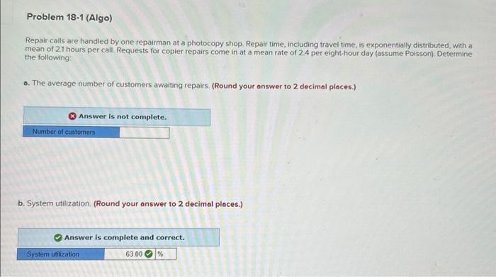 Solved Repair calls are handled by one repairman at a | Chegg.com