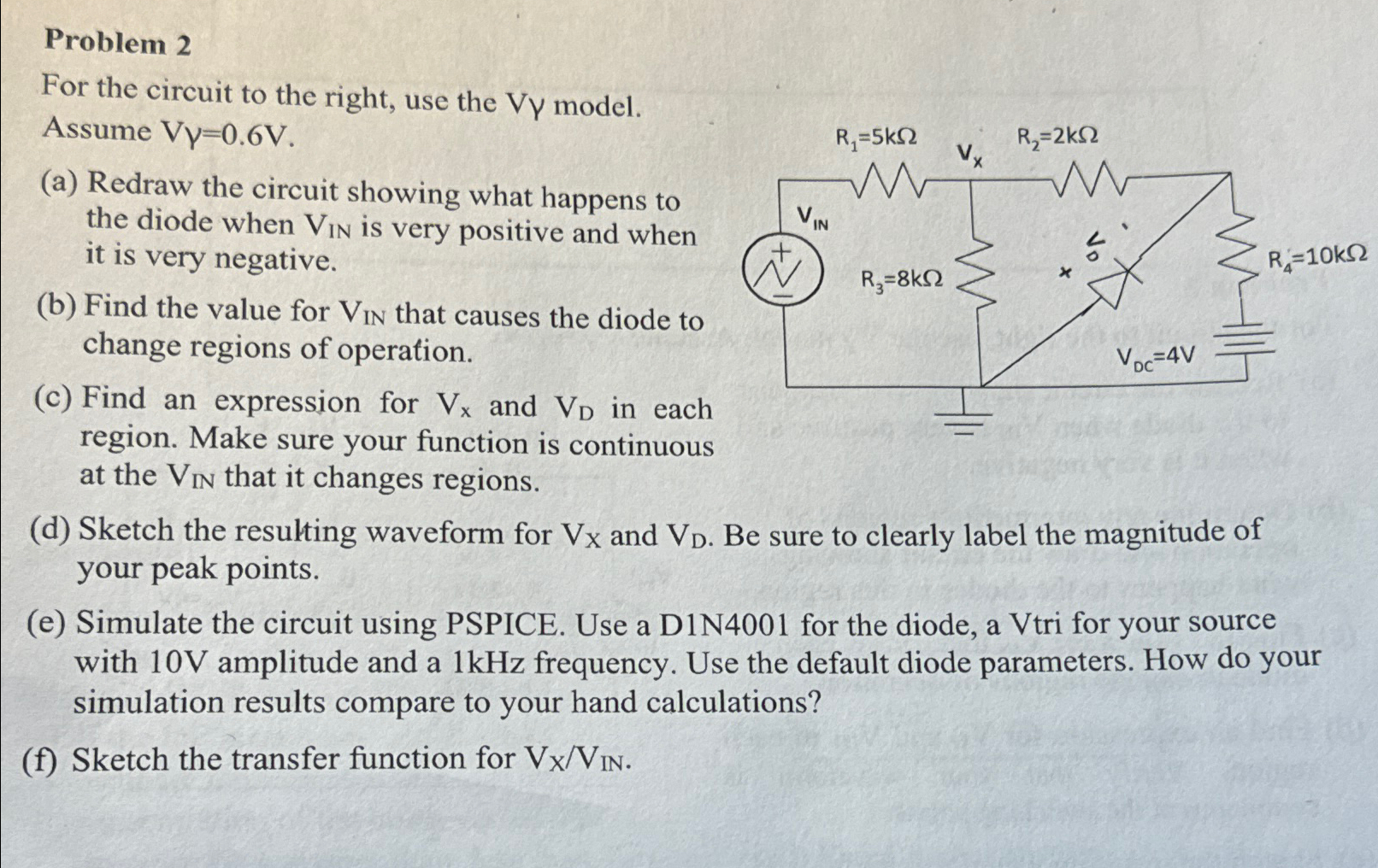Problem 2For the circuit to the right, use the VY | Chegg.com