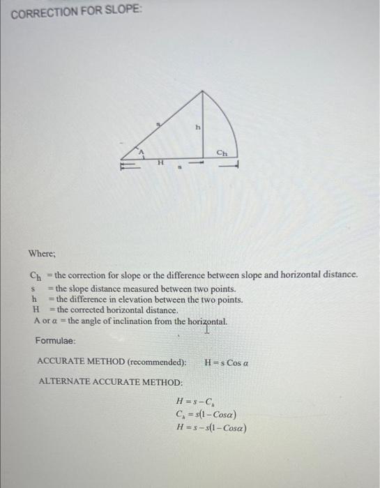 Solved Slope Correction A distance of 94.669 is measured in | Chegg.com