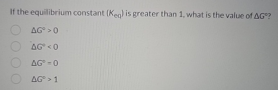 Solved If the equilibrium constant ( Keq ) ﻿is greater than | Chegg.com