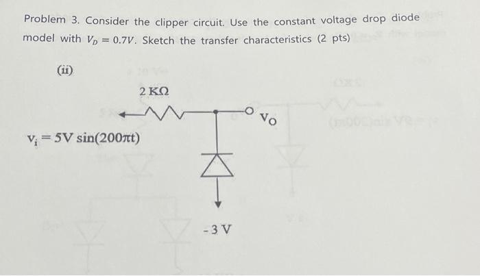 Solved Problem 2. Consider the clipper circuit. Use the | Chegg.com